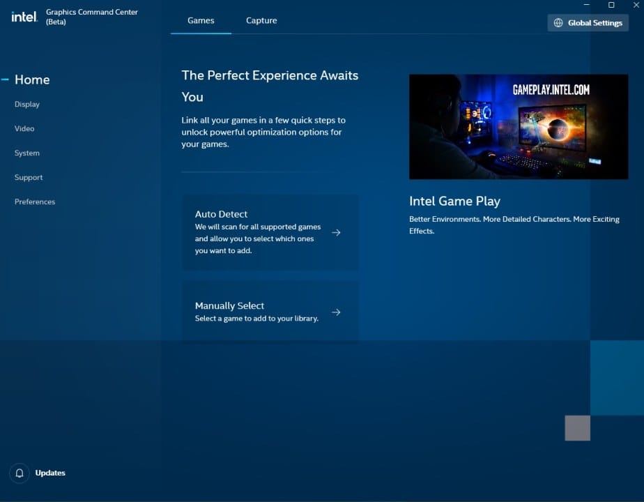 Open the Intel Graphics Command Center.