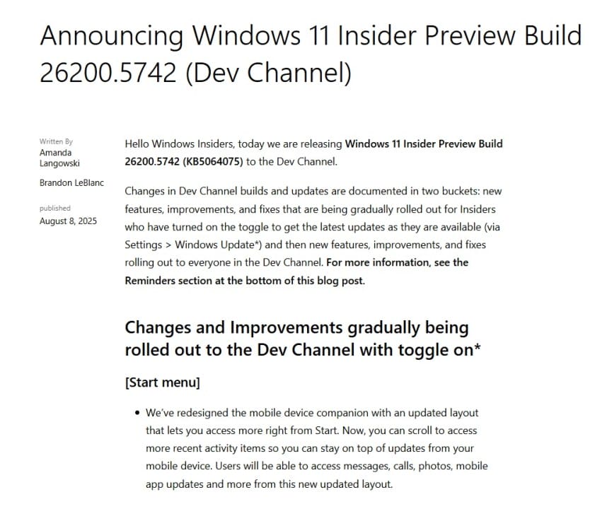 Windows 11 Insider Preview Build 26200.5742 (KB5064075): A Closer Look ...